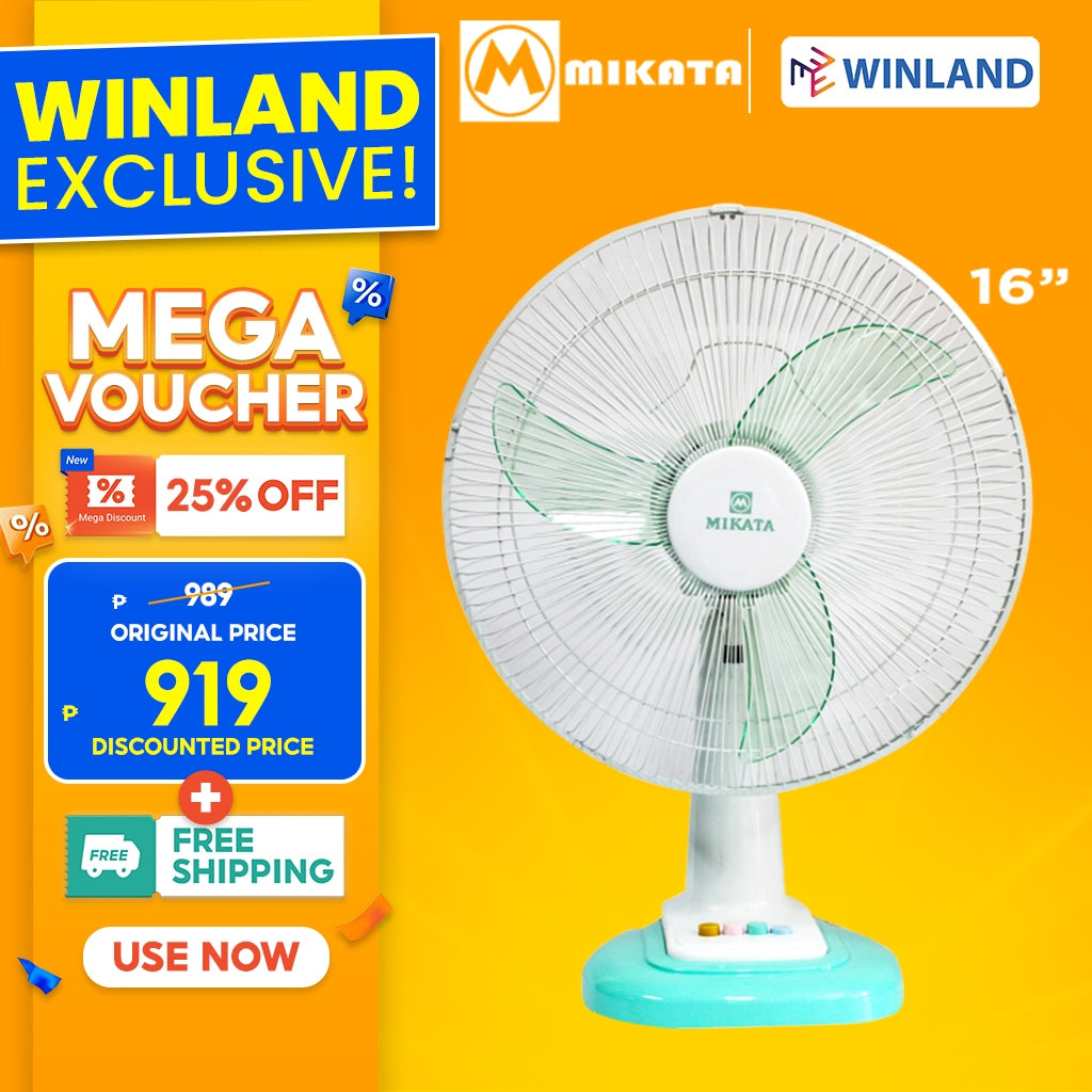 Mikata by Winland 16 Inches / 405mm Desk Electric Fan 45W (3-Banana Bl – Winland Depot