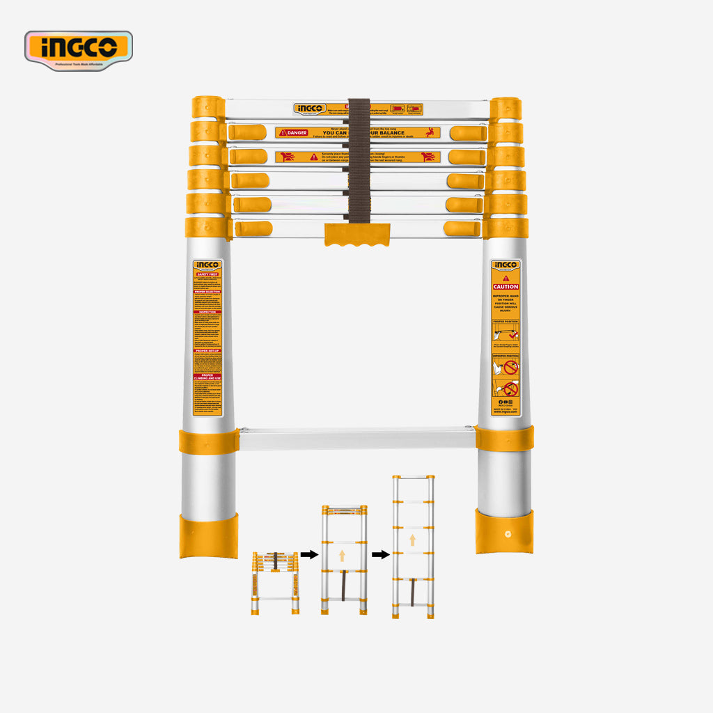Ingco by Winland Telescopic Aluminum Ladder 6, 8, 10 Steps HLAD08061 ...
