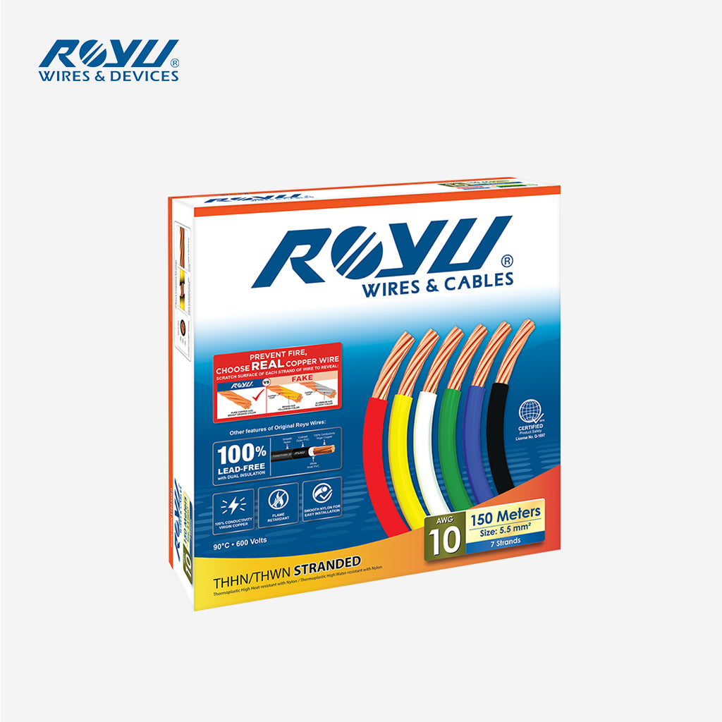 Royu THHN/THWN Stranded Wire 5.5mm² AWG10 Stranded 150 meters Pure Cop ...