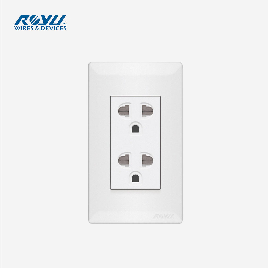 Royu Super Wide Series Duplex Universal Outlet w/ Ground & Shutter WS9 ...