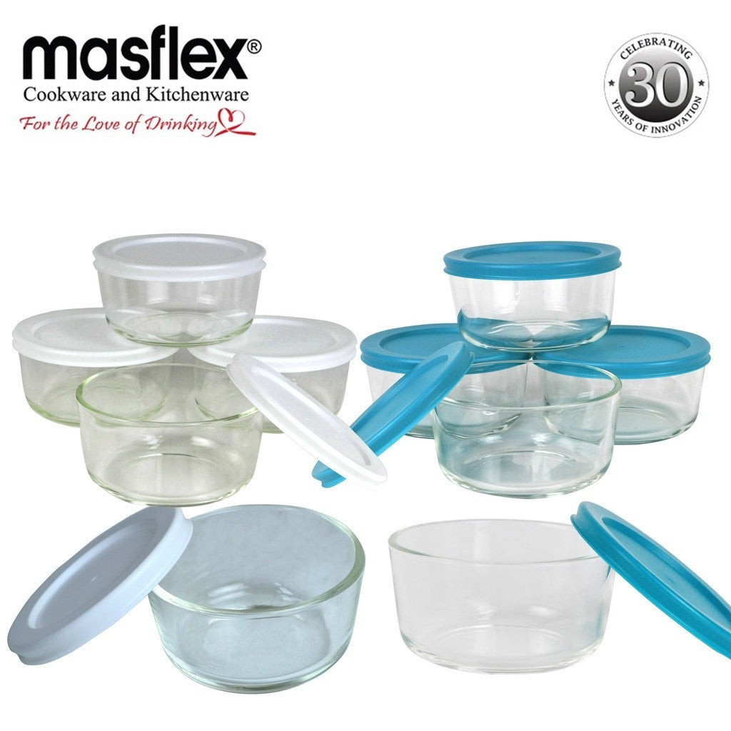 Masflex by Winland 4 Pieces Borosilicate Glass 450ml Food Container wi ...
