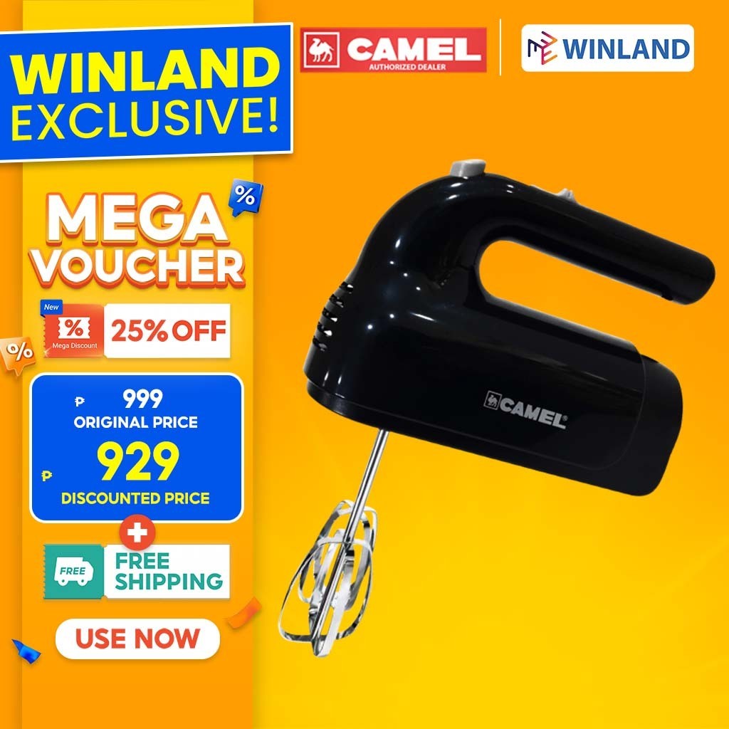 Camel Appliances by Winland Hand Mixer Black with 5-Speed Turbo Functi ...