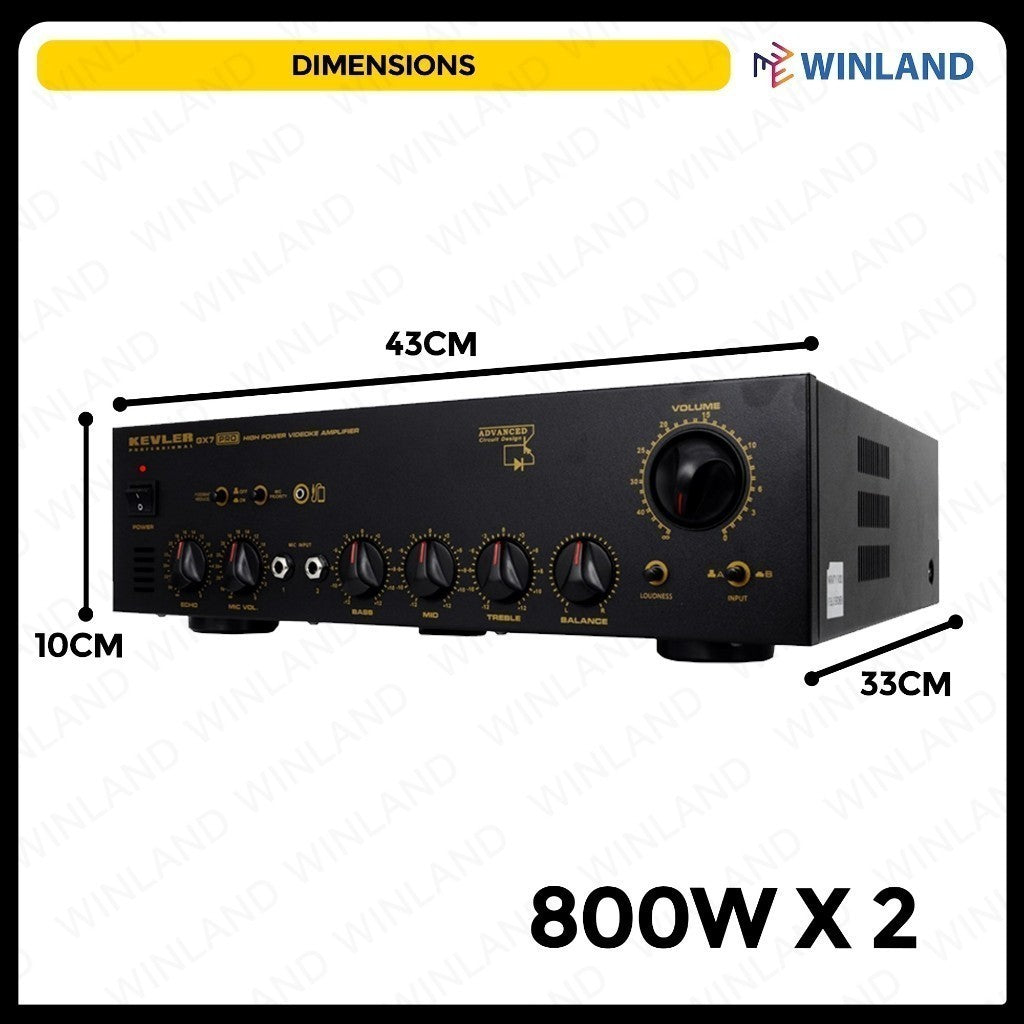 Kevler by Winland GX7 PRO High Power Videoke Amplifier 800W x 2 Mic Ec ...