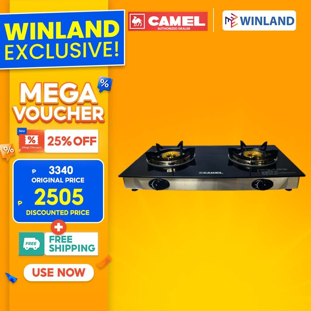 Camel by Winland Cooking Stove Deluxe Dobule Burner Glass Top Gas Burn ...