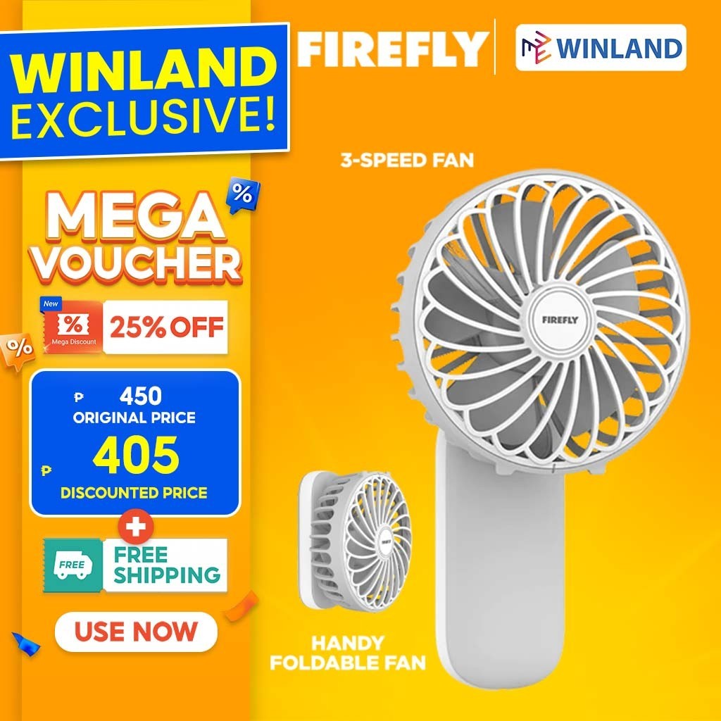 Firefly by Winland Handy Flip Type Fan - 180° (5V DC) 3.7V 2Ah Lithium ...